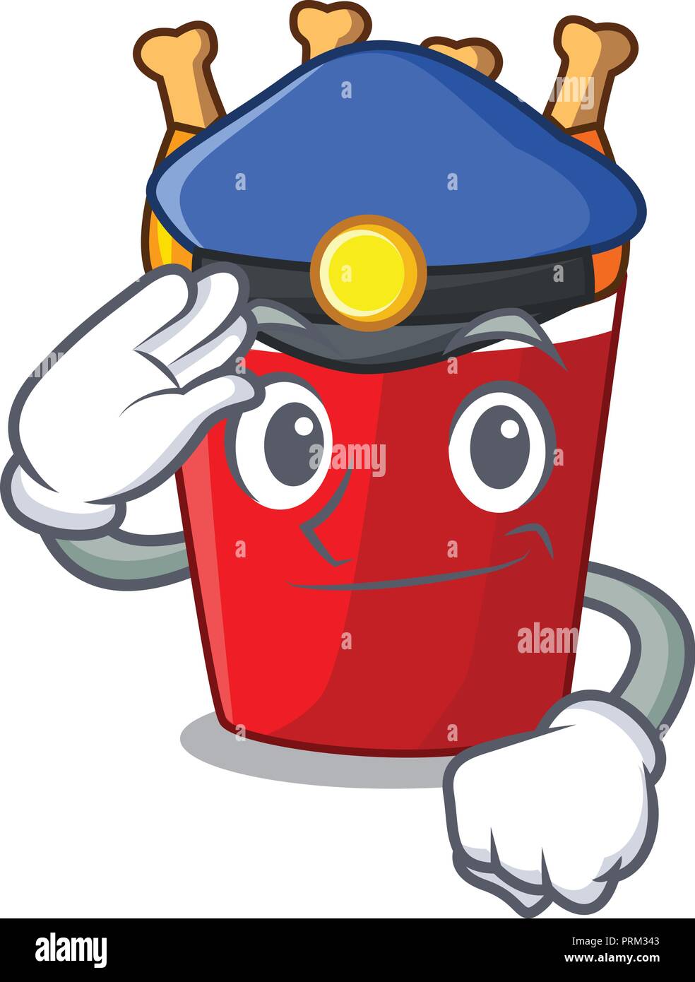Police character bucket chicken fried fast food Stock Vector Image ...