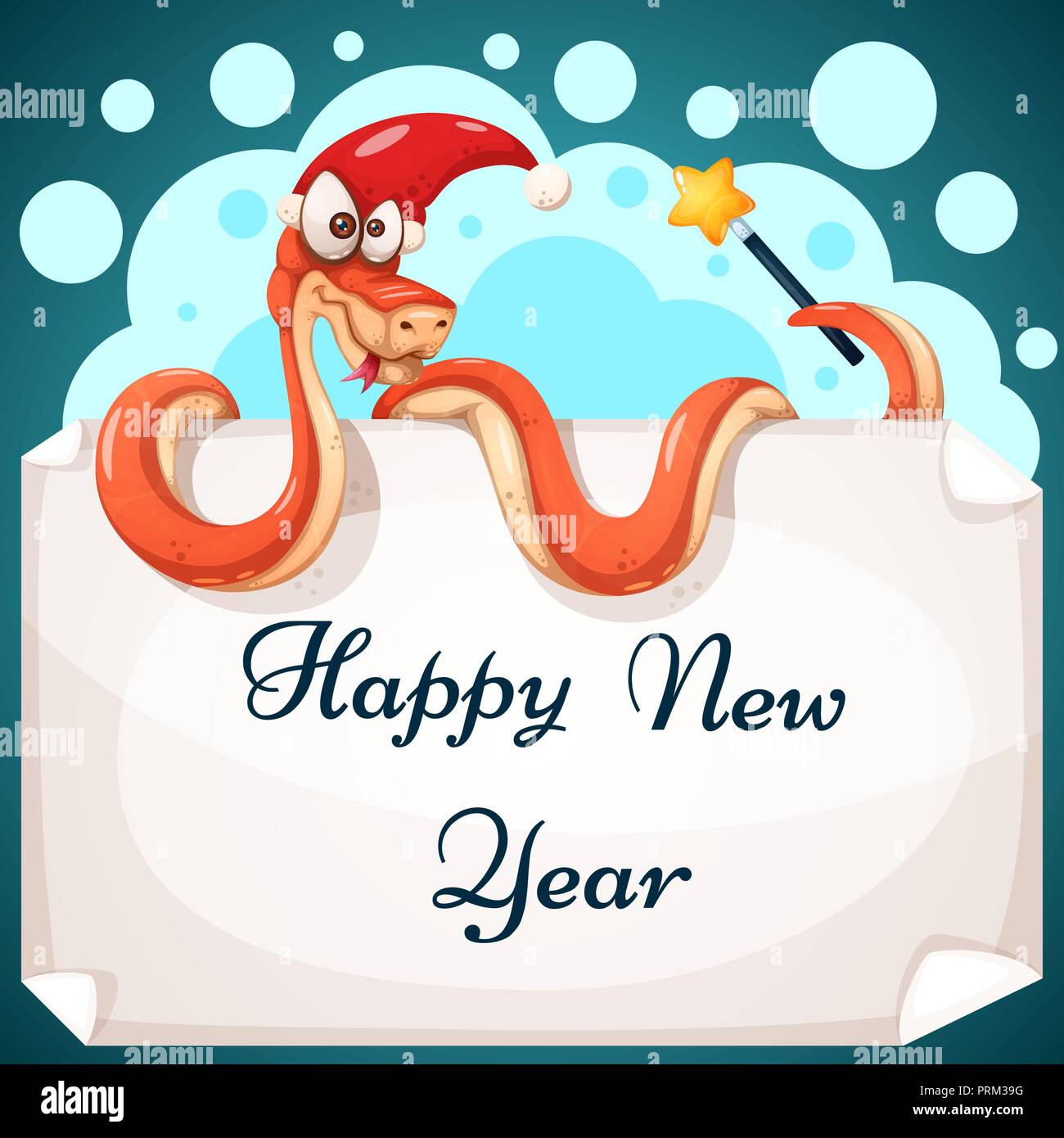 Funny, cute, crazy snake characters. Happy new year illustration Stock ...