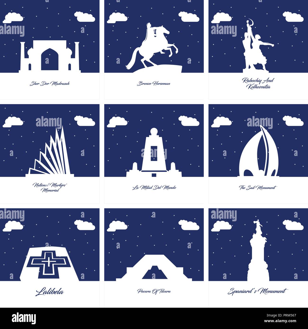 Worlds monuments Stock Vector Images - Alamy