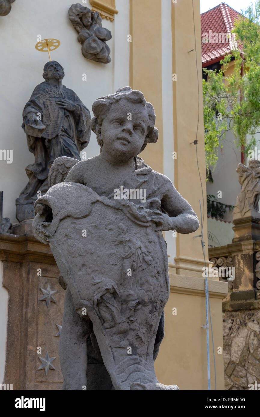 Cherub at Western gate entrance to Prague Castle, Czech Republic Stock ...