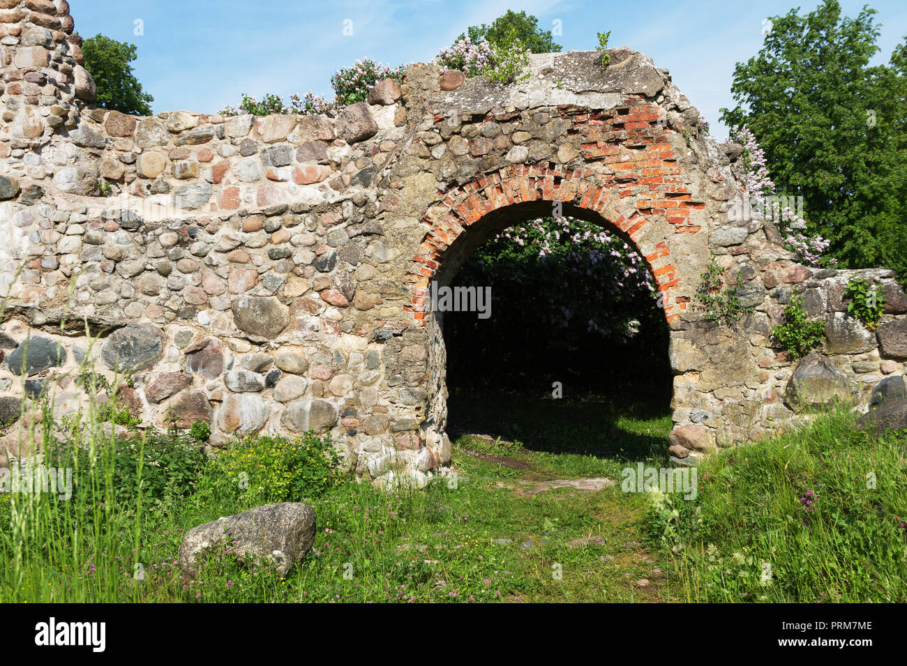 Landscape with ruins in Dobele, Latvia Stock Photo - Alamy