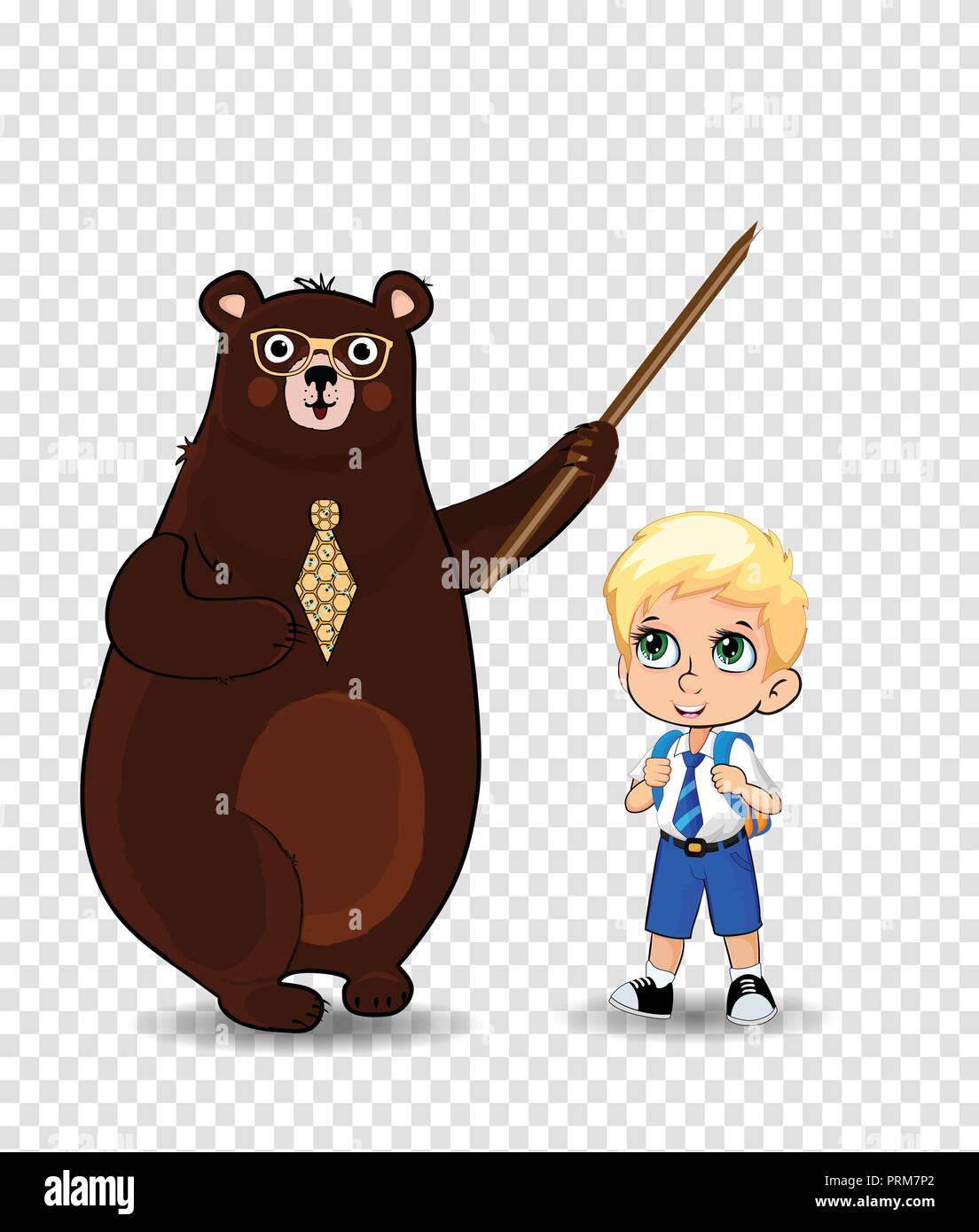 Happy teachers day, back to school vector illustration of cartoon bear ...