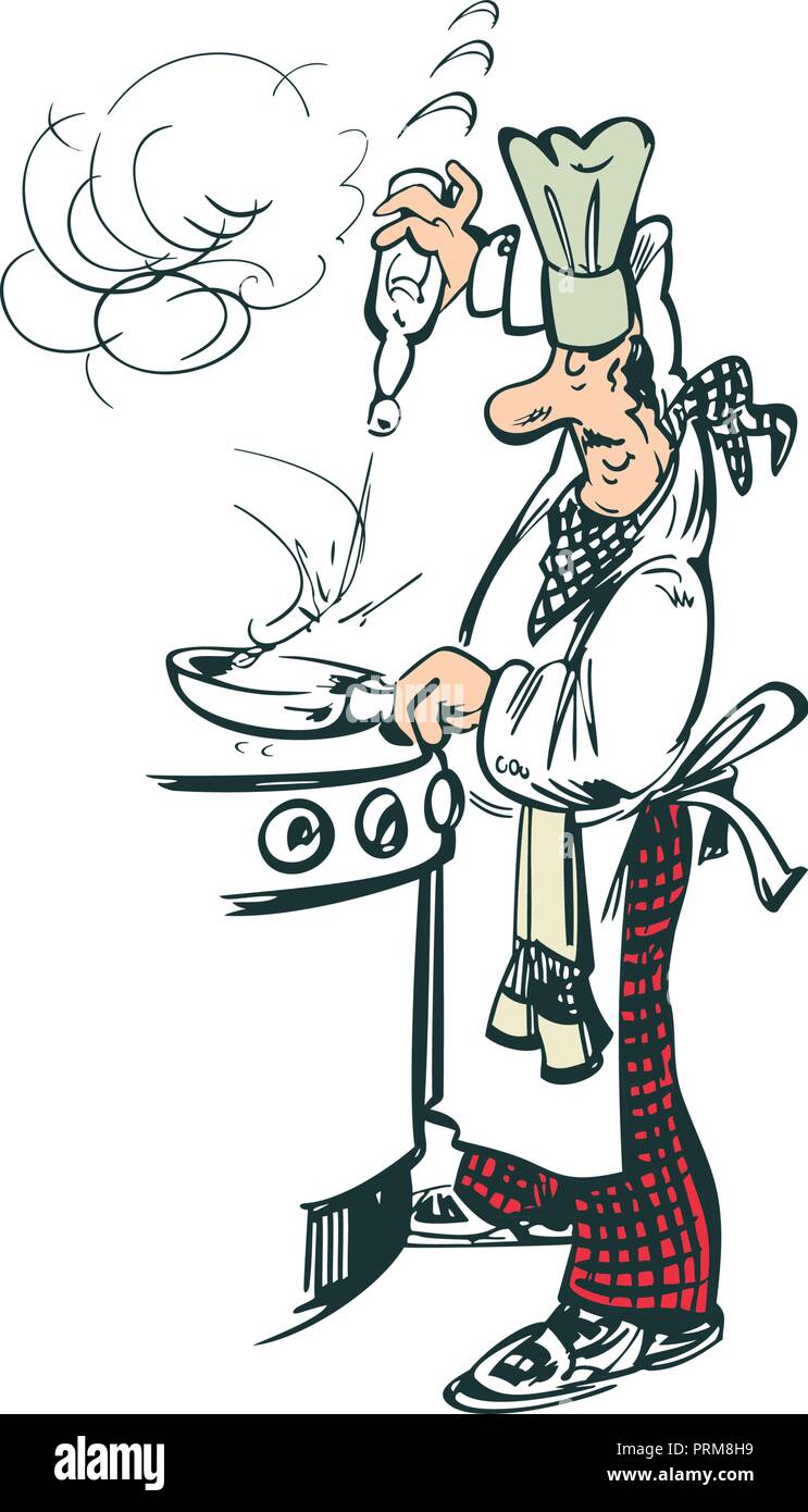 chef cooking cartoon illustration vector Stock Vector Image & Art - Alamy