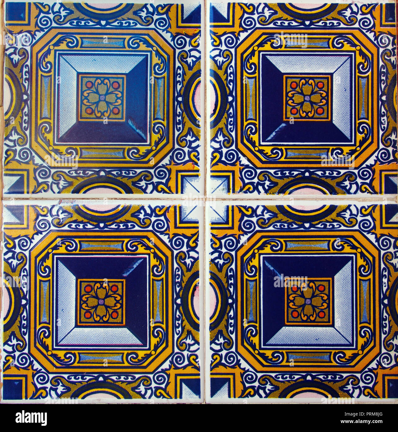 Detail of the traditional tiles from facade of old house. Decorative ...