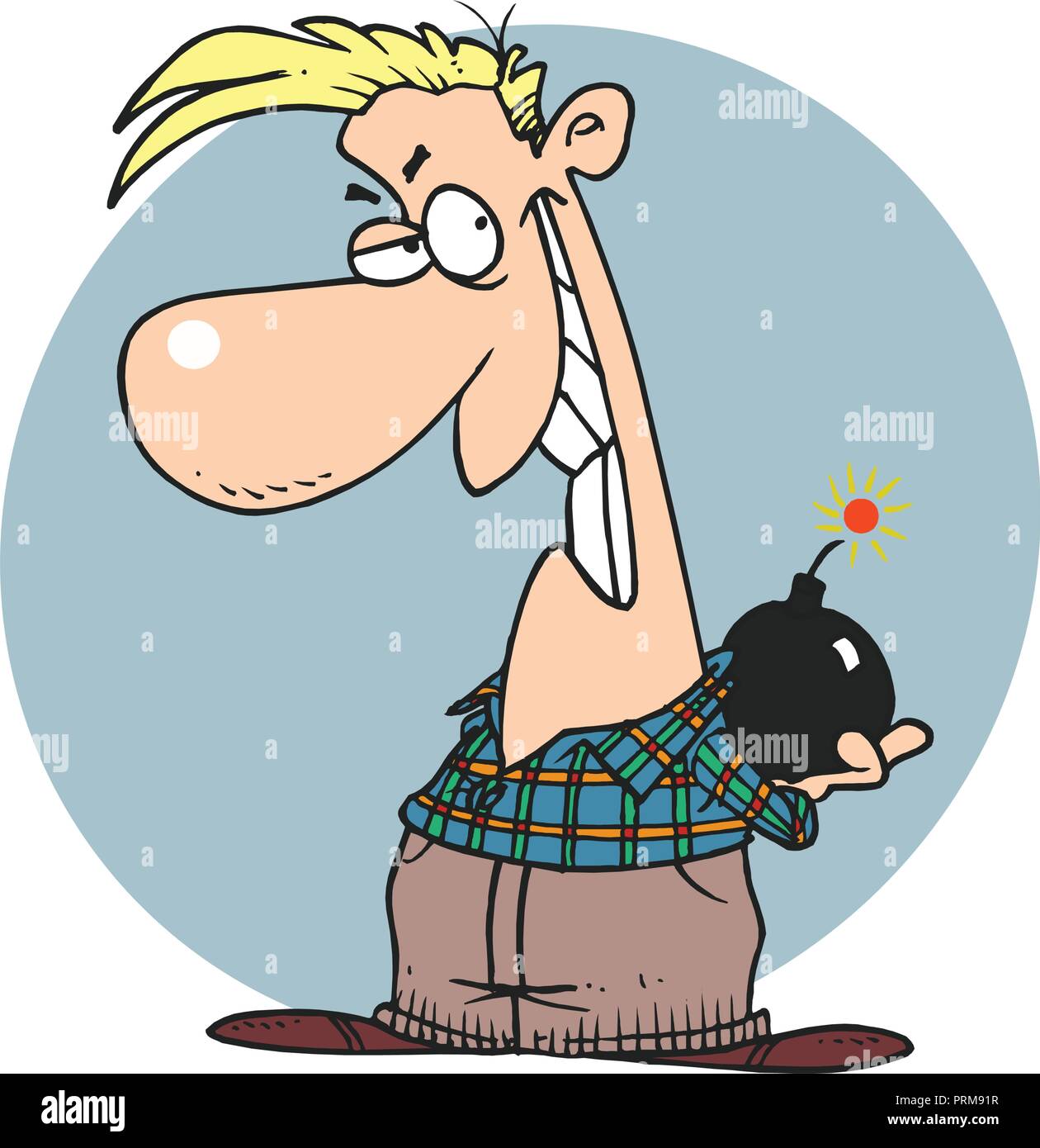 Prank Illustration concept. pratical jokes. a man play with bomb Stock ...