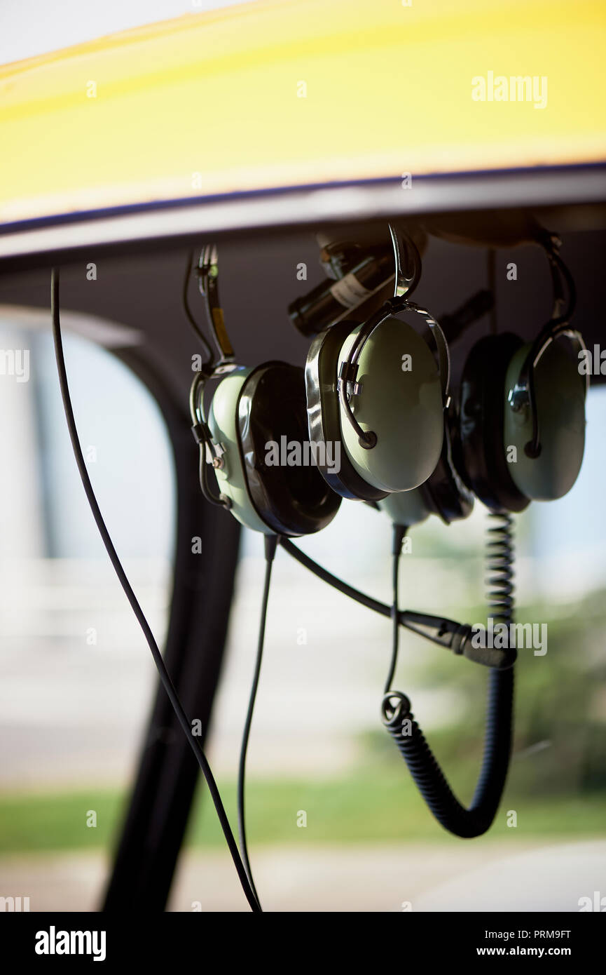 Helicopter headphones for sound insulation during takeoff and landing ...