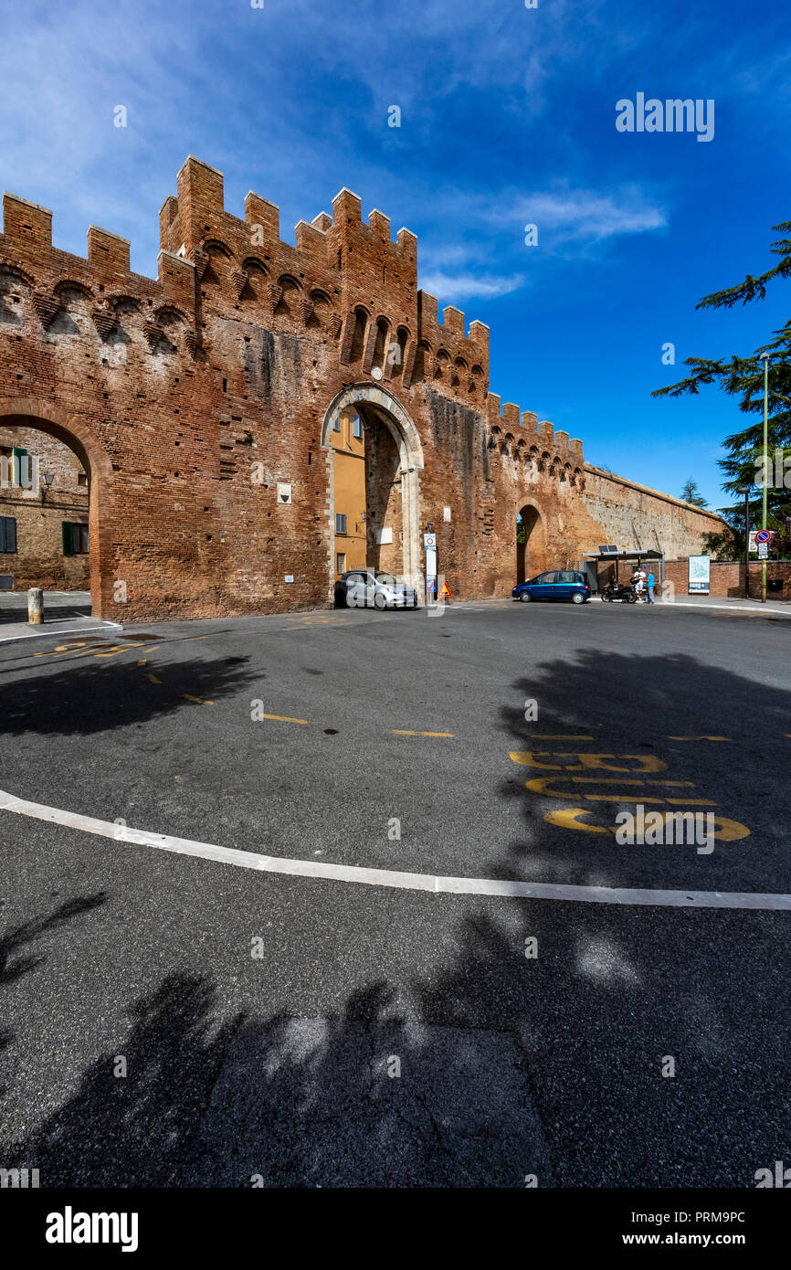 The medieval brick city defensive wall. Siena, Italy Stock Photo - Alamy