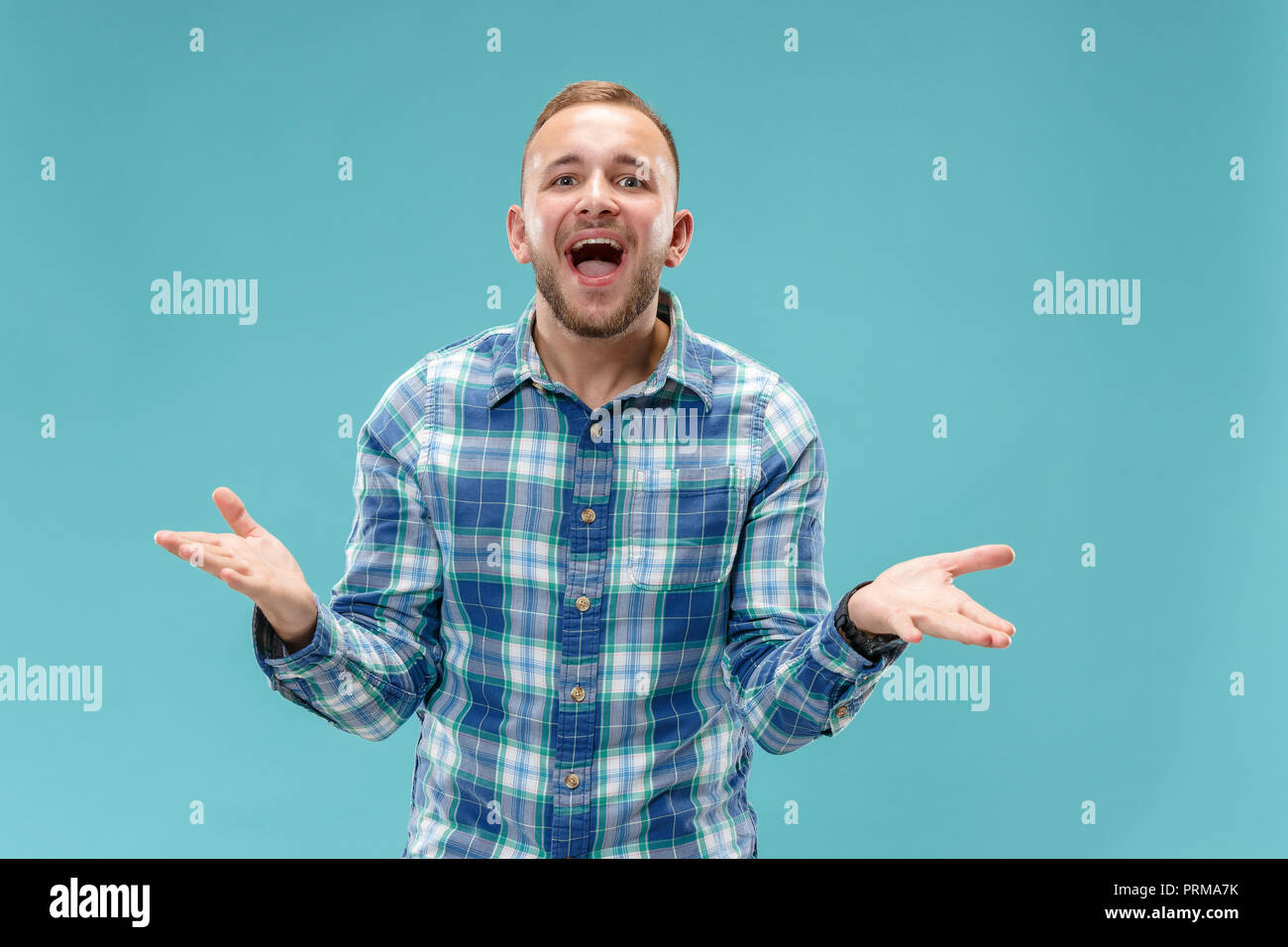 Argue, arguing concept. Beautiful male half-length portrait isolated on ...