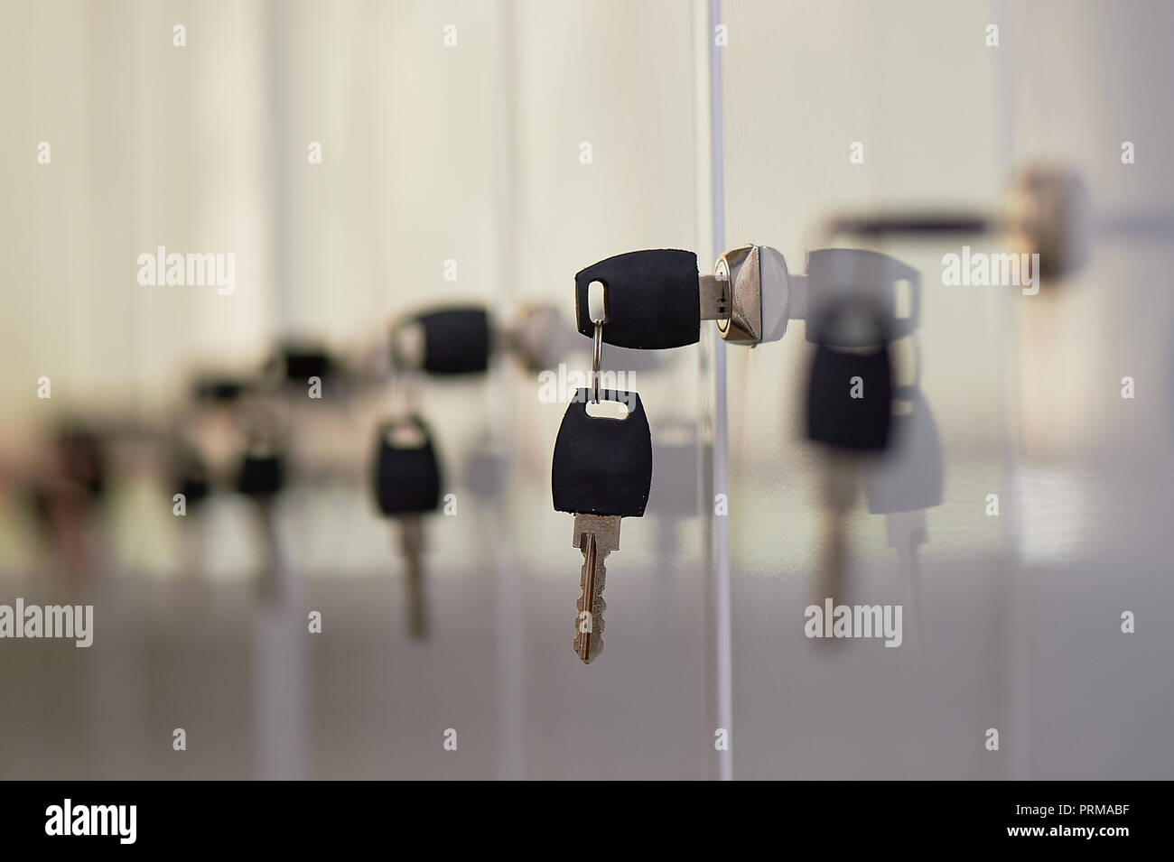 The key in the locker.There are a lot of lockers, a locker room in a ...