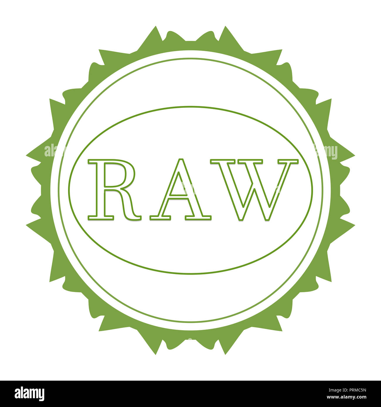 Green raw label. Raw food sign Stock Photo - Alamy