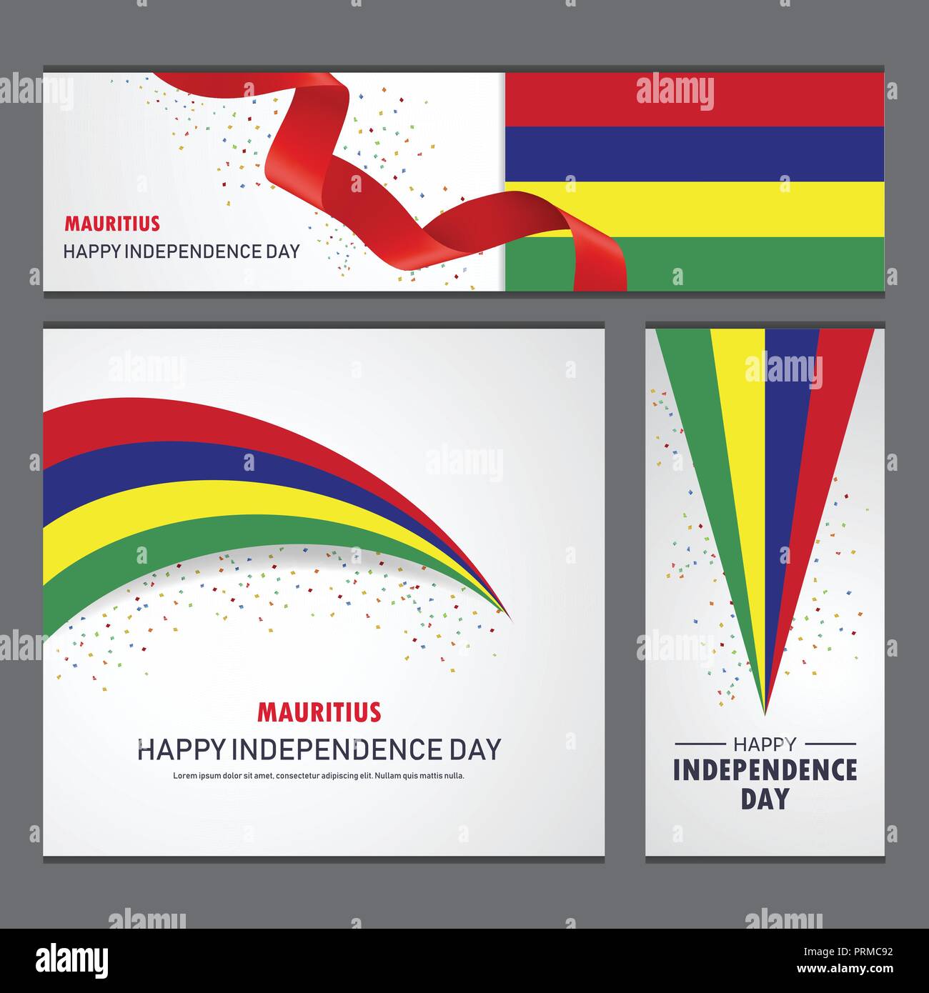 Happy Mauritius independence day Banner and Background Set Stock Vector ...