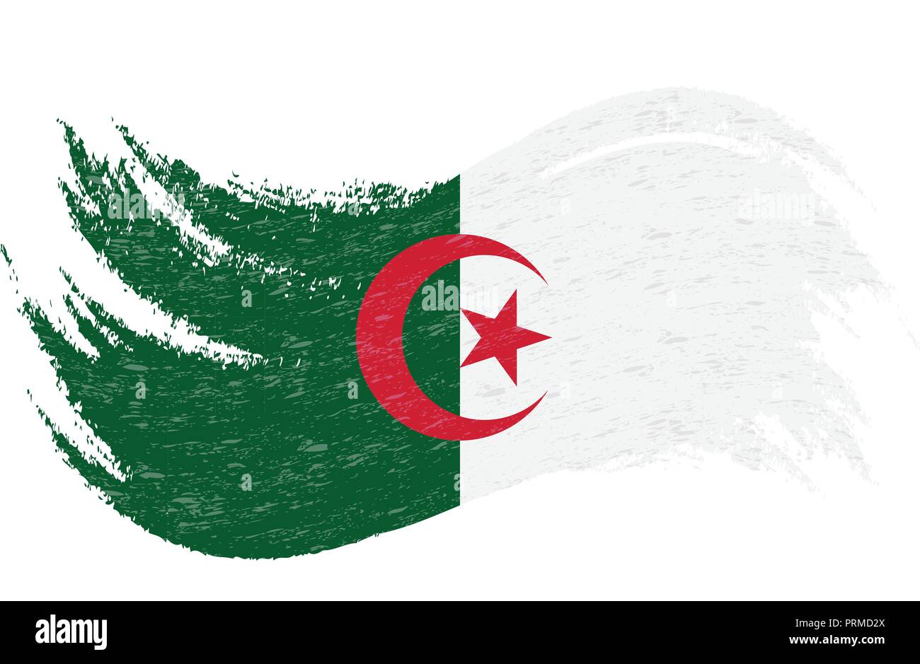National Flag Of Algeria, Designed Using Brush Strokes,Isolated On A White Background. Vector ...