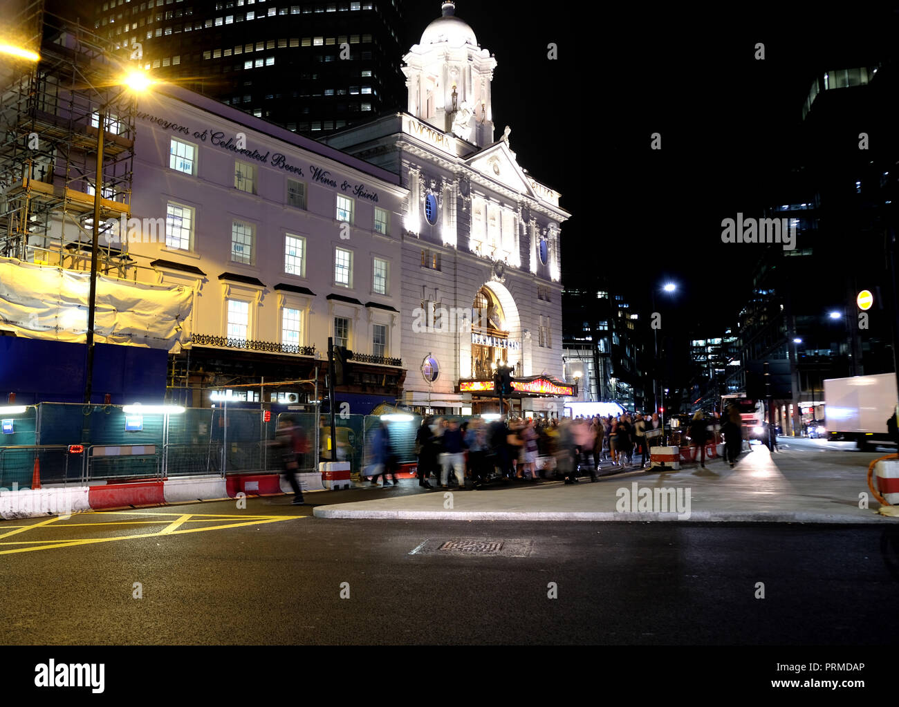 Pic shows: Hamilton The Musical Victoria Palace theatre crowds leaving the show in Victoria ...