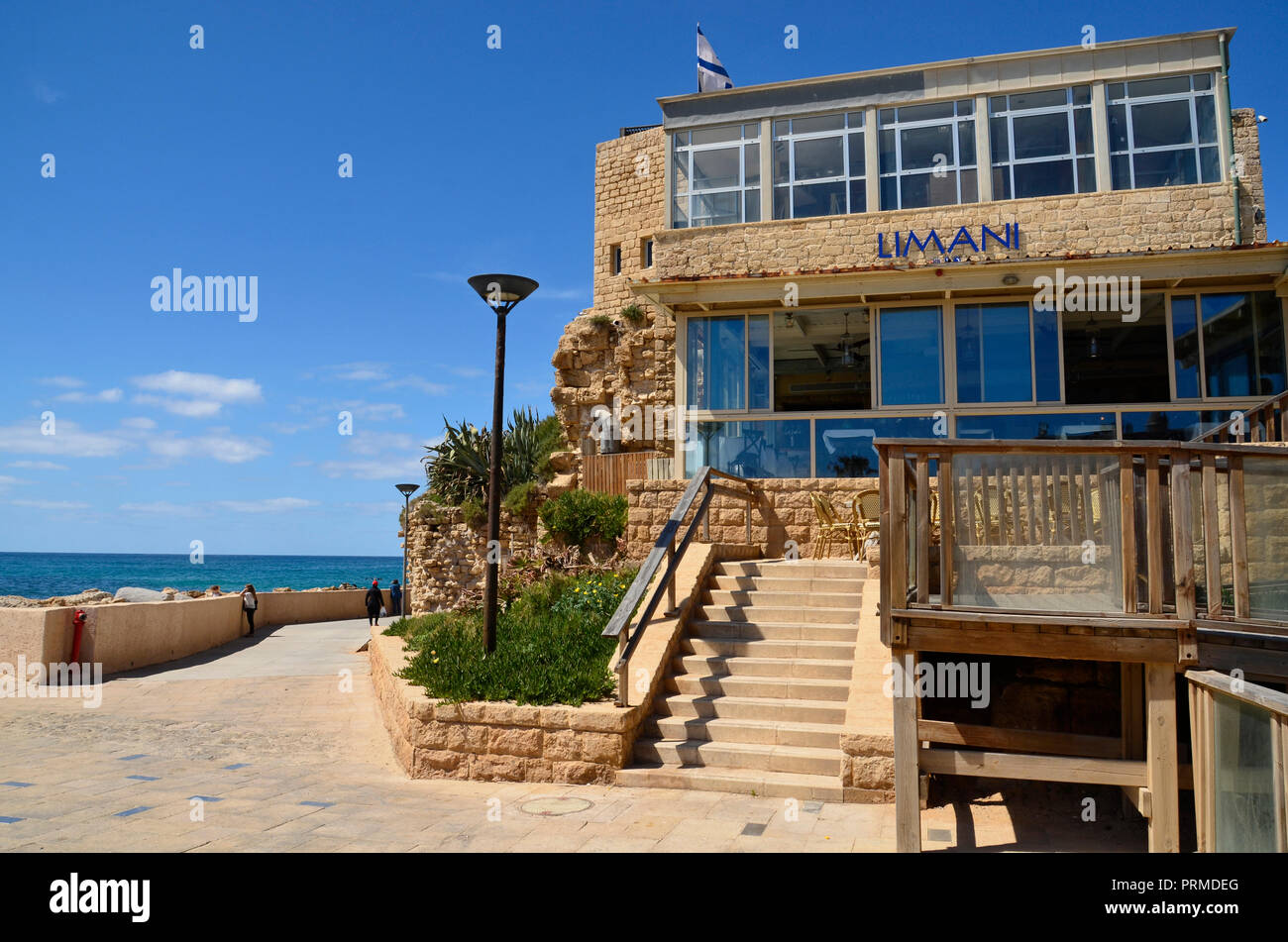 A restaurant the visitors center at The ruins of Caesarea, on the ...