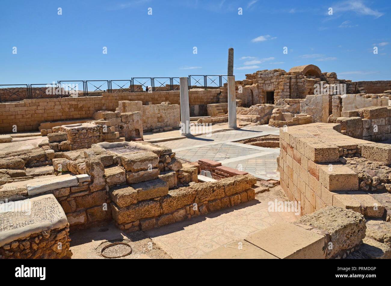 Ruins of the Roman public bathhouse, Caesarea, a town built by Herod ...
