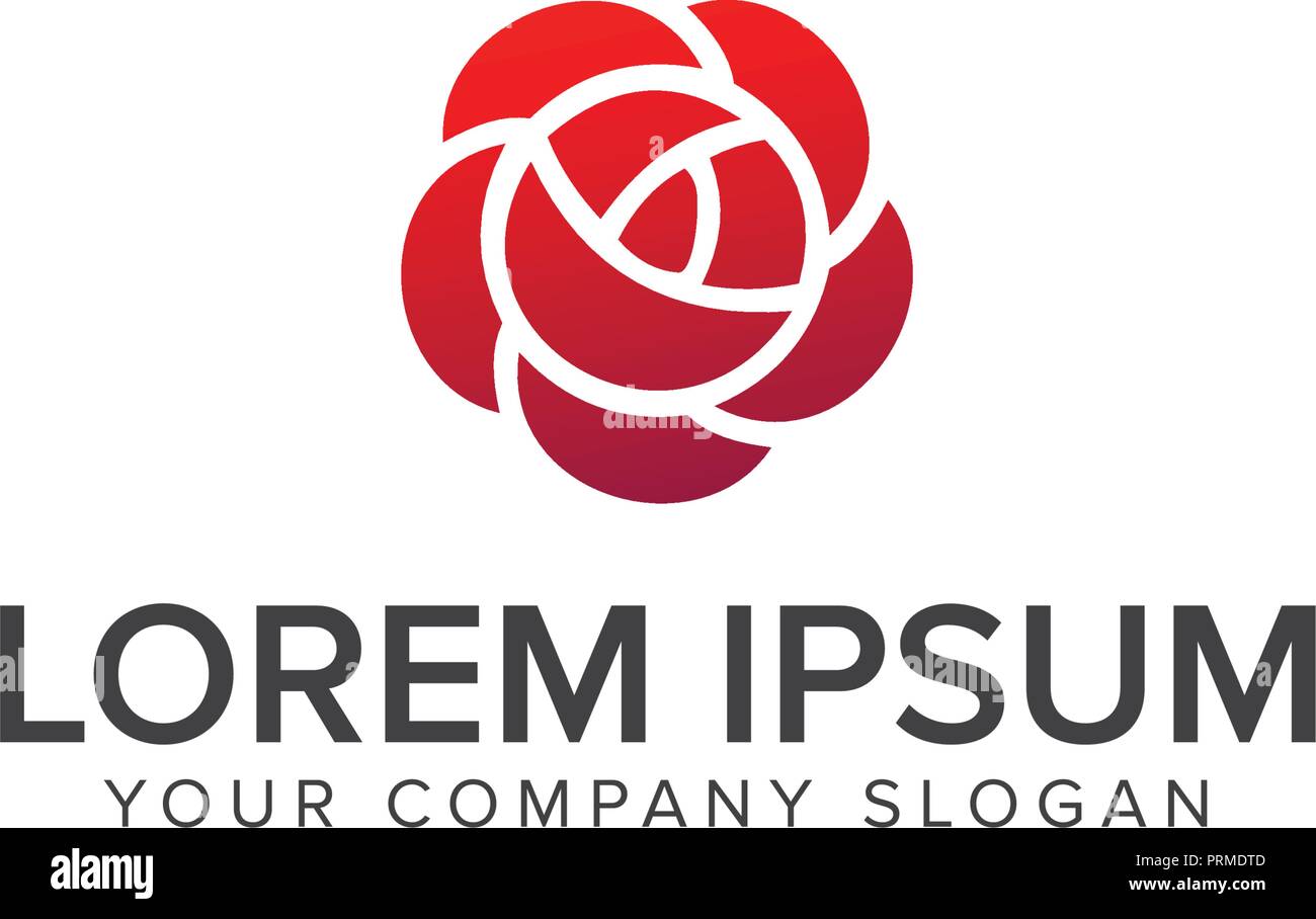 Rose Flower Logo geometric design vector template.Garden Logotype ...