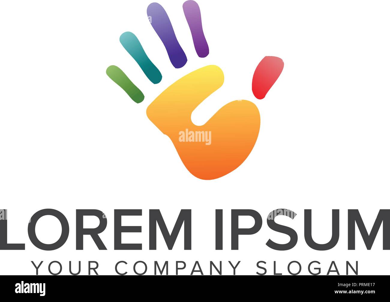 Hand logo design. Childs hand logo. Colorful logo. Rainbow logotype ...