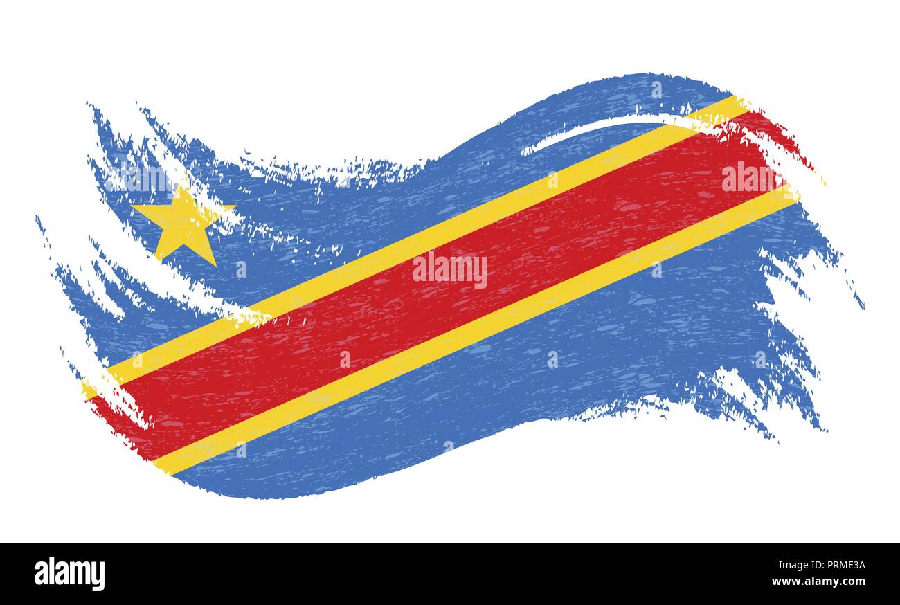 National Flag Of Democratic Republic Of The Congo, Designed Using Brush ...
