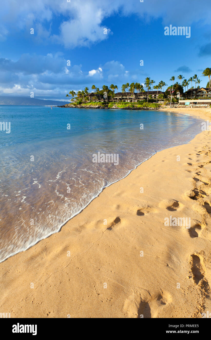 The beautiful Napili Bay in Maui, Hawaii short before sunset Stock ...