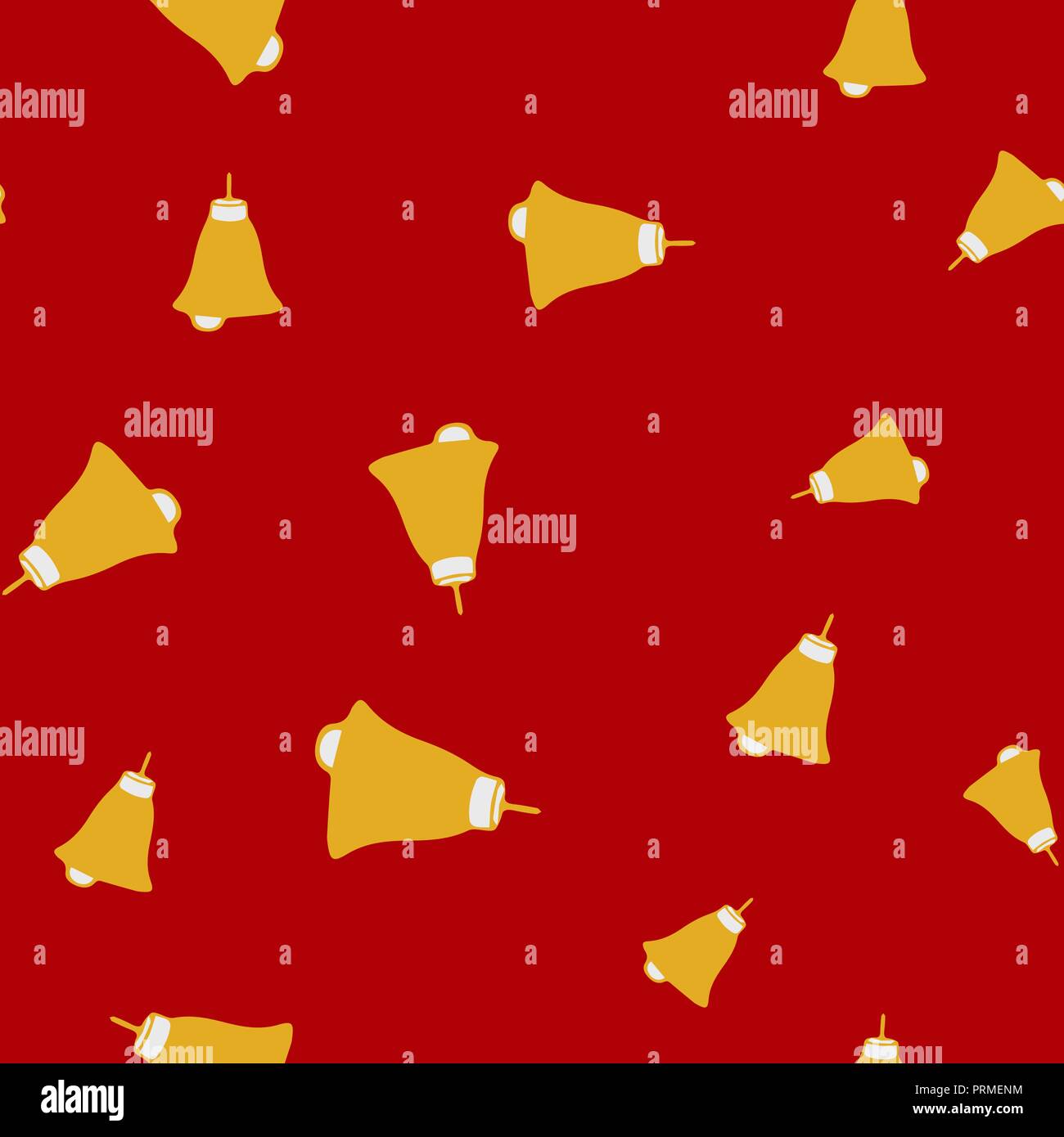 Golden bells seamless pattern. Red background. Vector illustration ...
