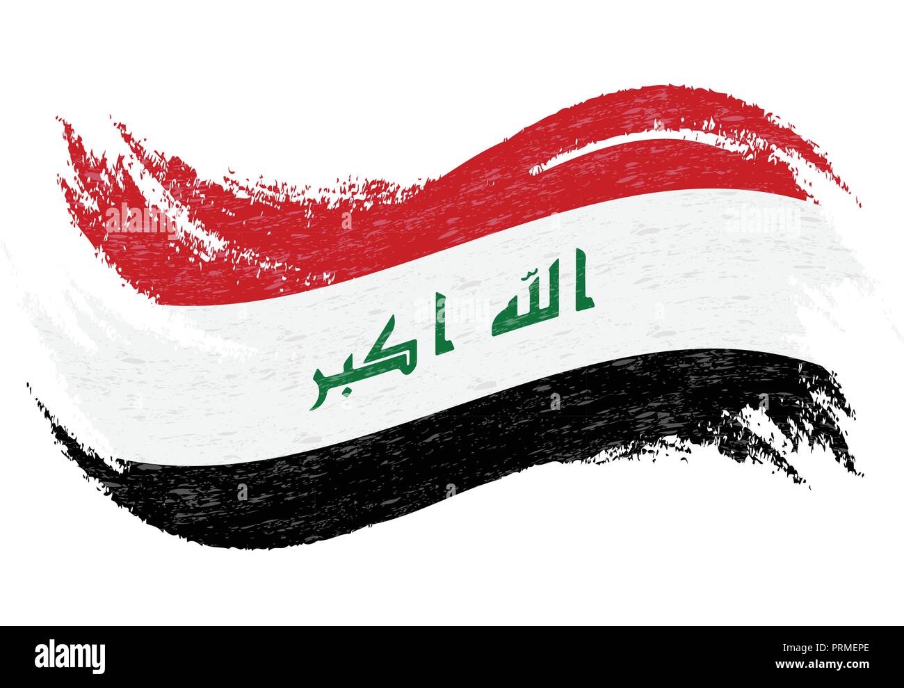 National Flag Of Iraq, Designed Using Brush Strokes,Isolated On A White ...