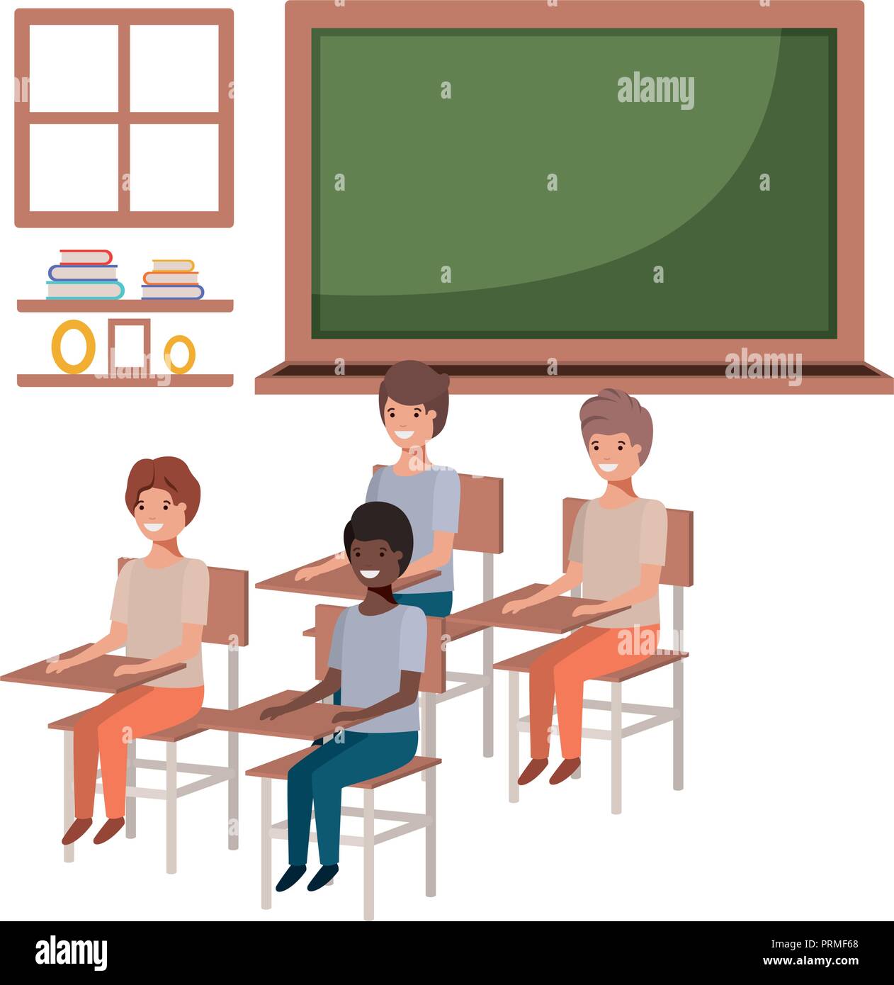 Teenage students studying in classroom Stock Vector Images - Alamy