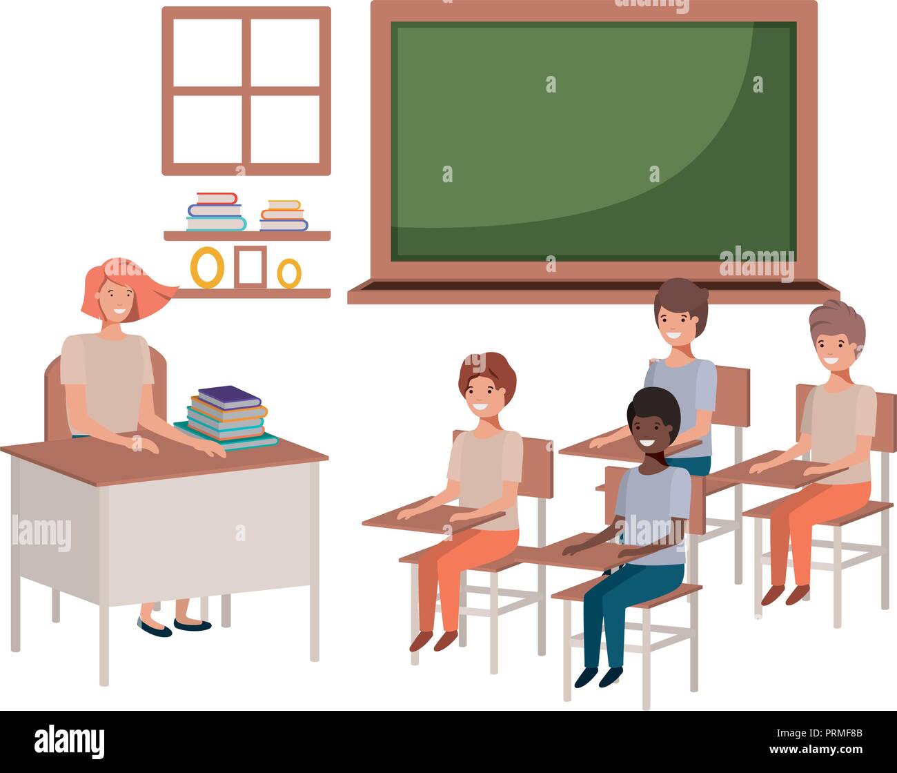 female teacher in the classroom with students Stock Vector Image & Art ...