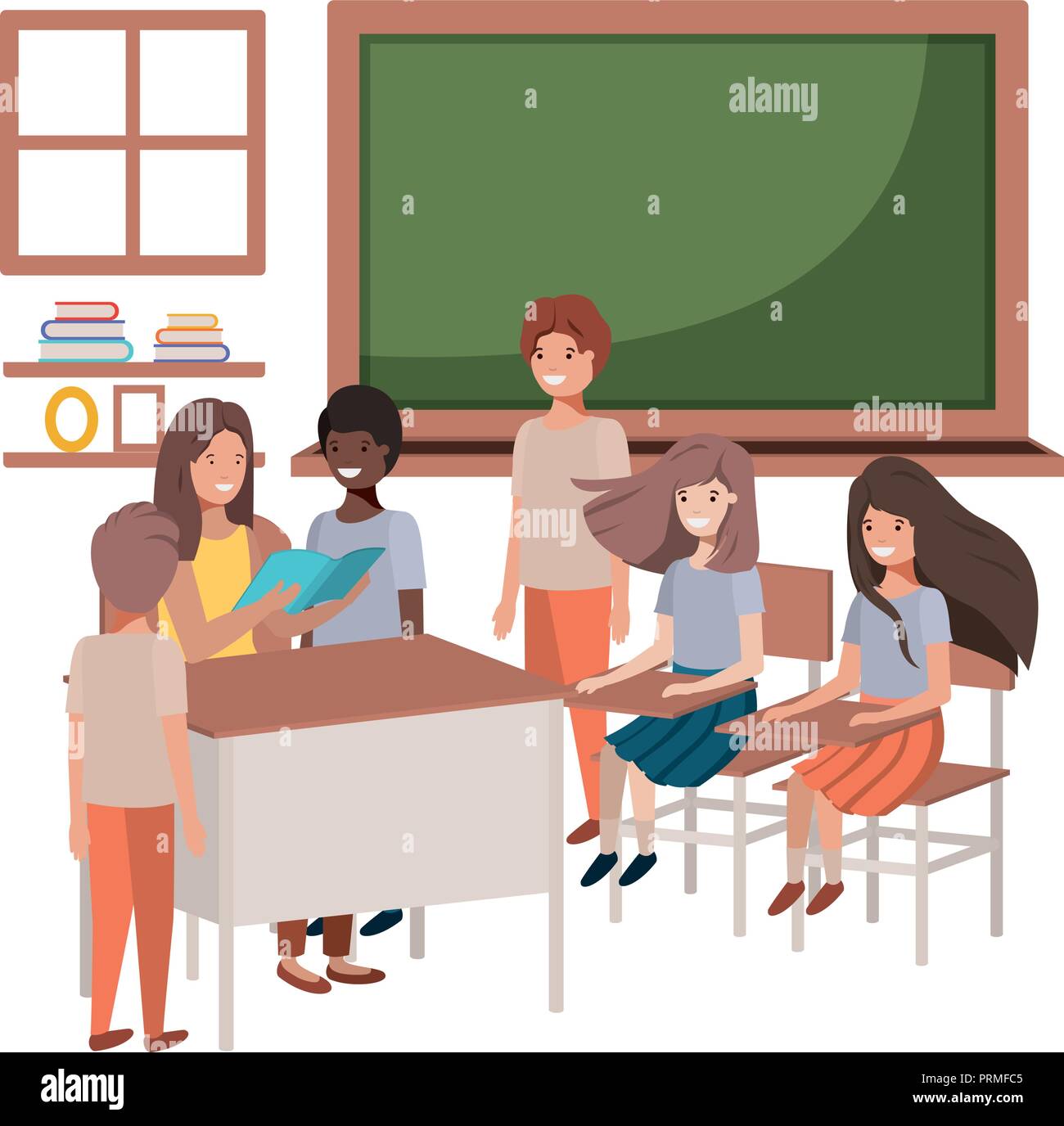 female teacher in the classroom with students Stock Vector Image & Art ...