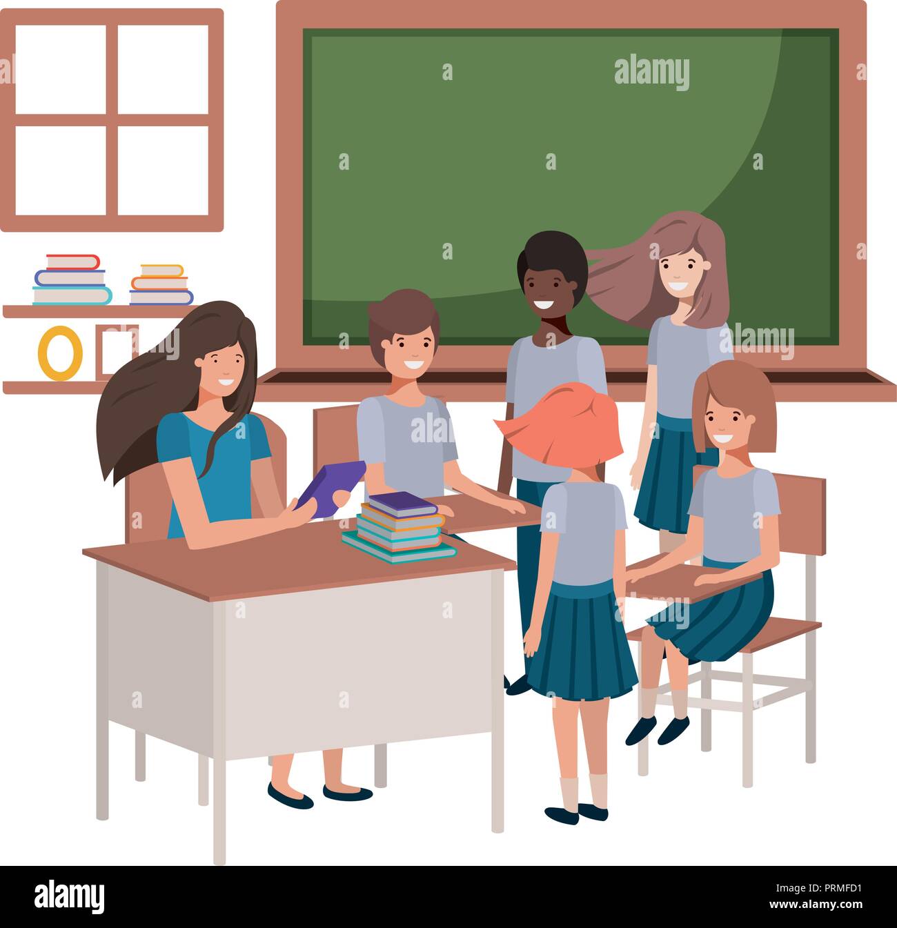 female teacher in the classroom with students Stock Vector Image & Art ...