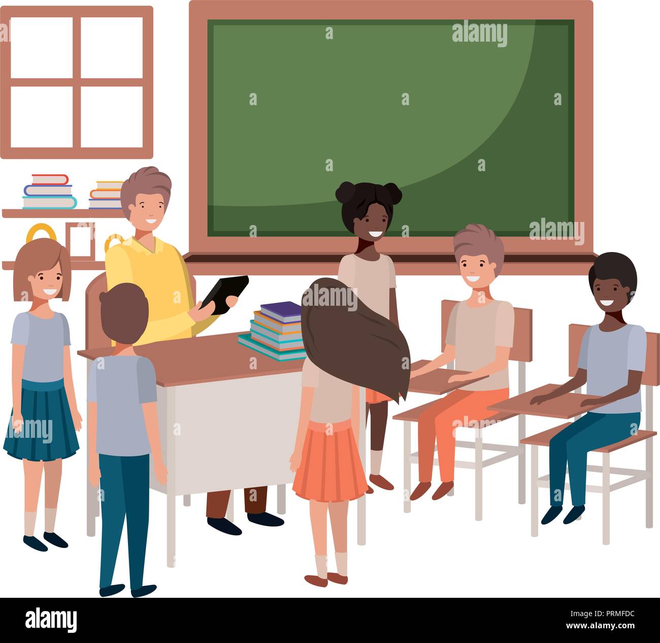 Elementary students floor classroom teacher Stock Vector Images - Alamy