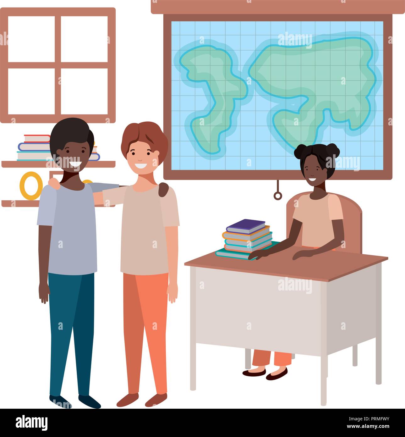 female teacher in the geography class with students Stock Vector Image ...