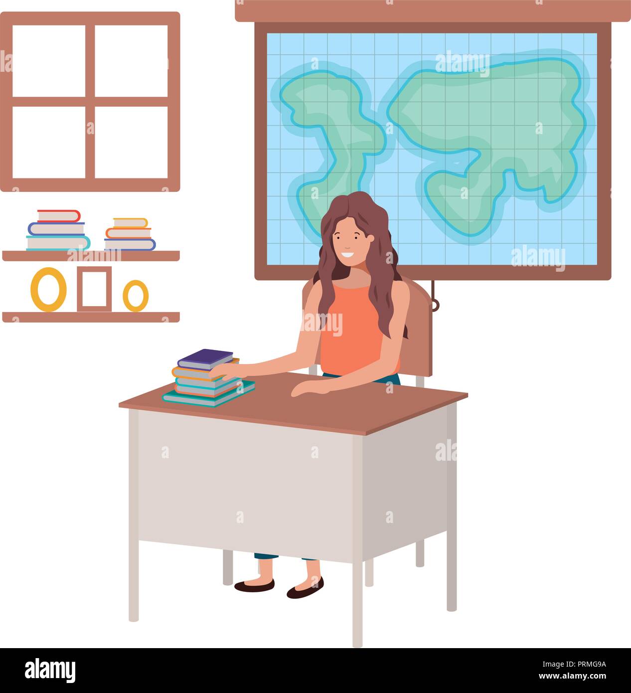 female teacher in the geography class Stock Vector Image & Art - Alamy