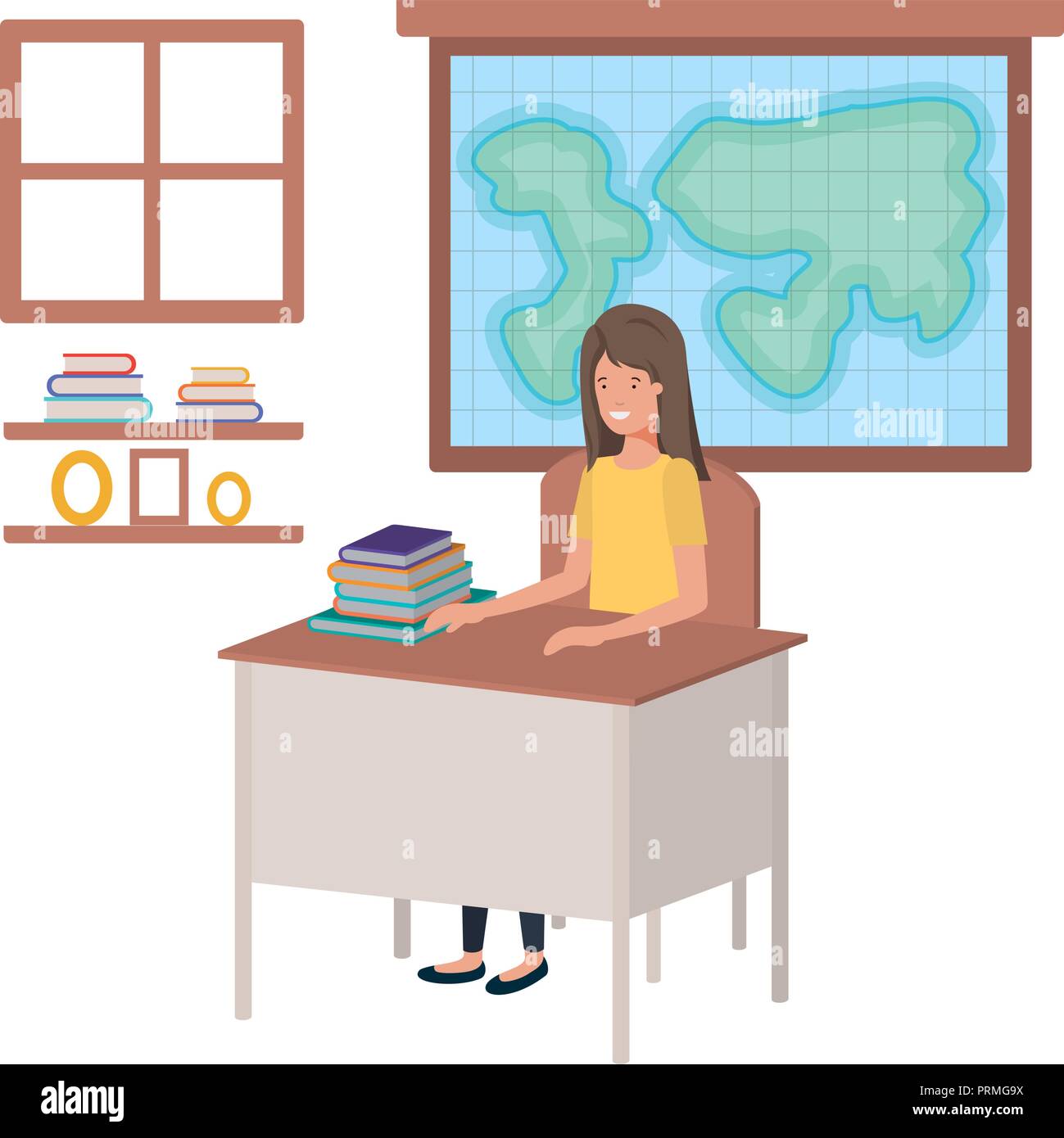female teacher in the geography class Stock Vector Image & Art - Alamy