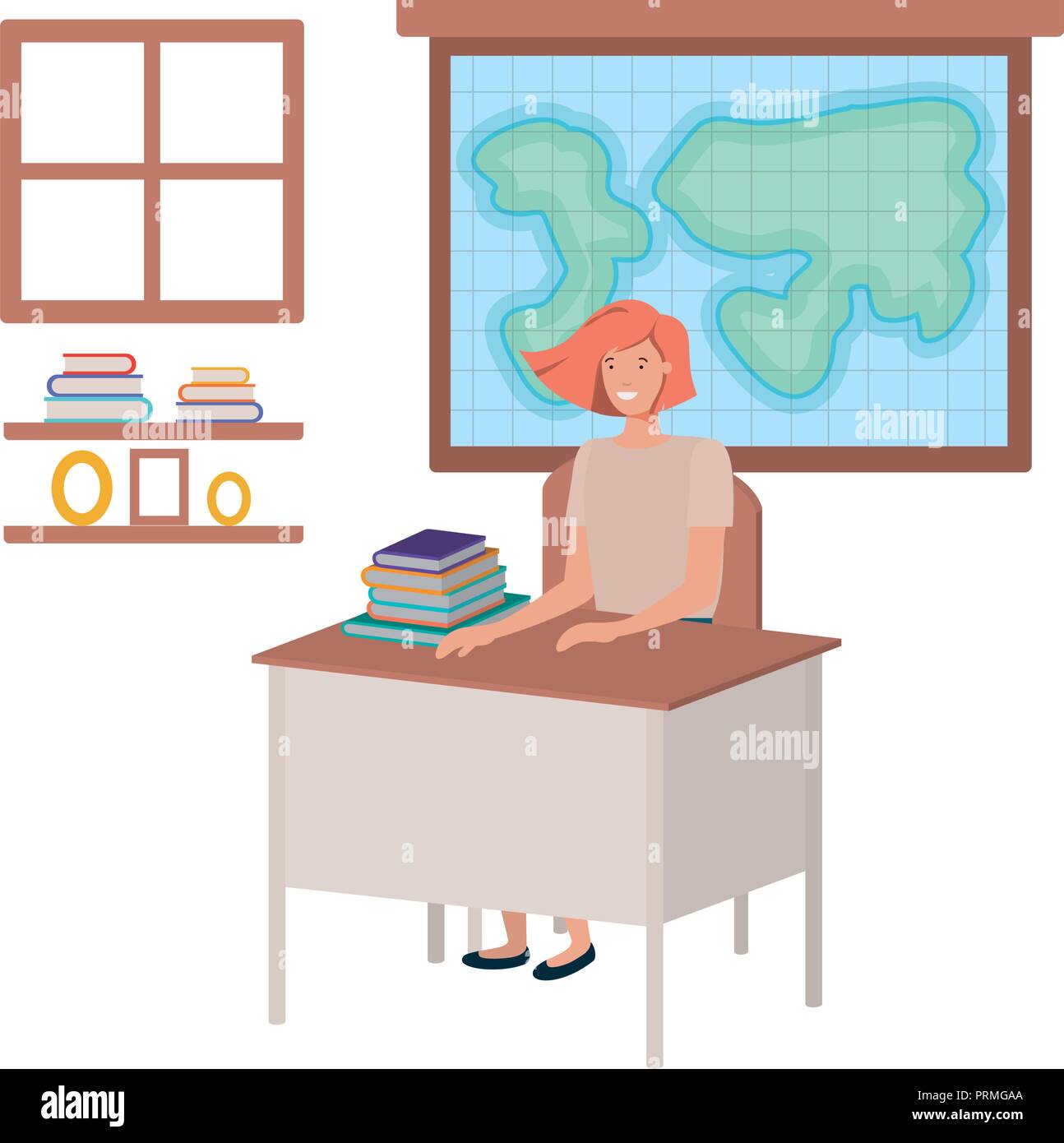 female teacher in the geography class Stock Vector Image & Art - Alamy