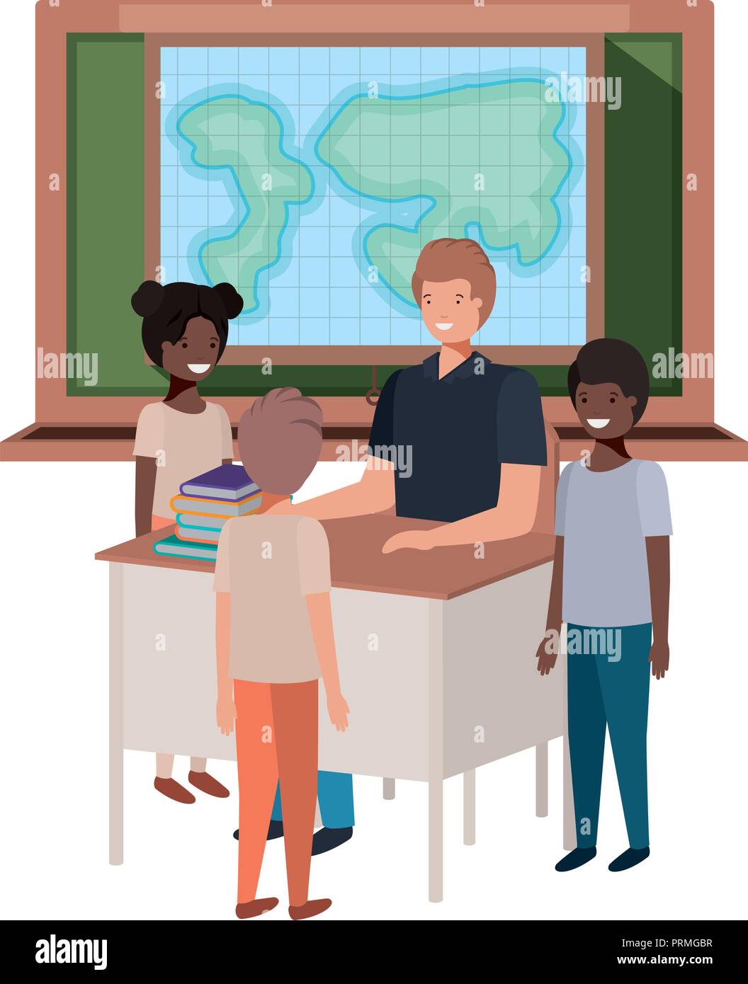 teacher in the geography class with students Stock Vector Image & Art ...