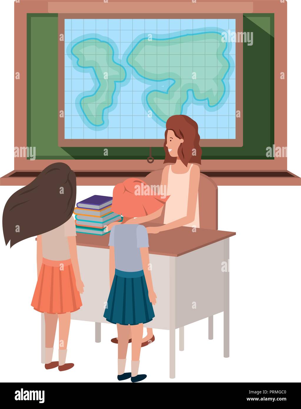female teacher in the geography class with students Stock Vector Image ...