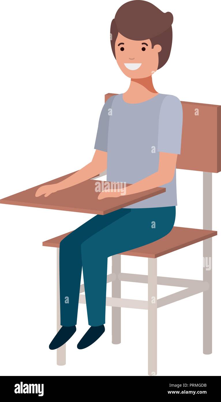 young student boy sitting in school chair Stock Vector Image & Art - Alamy
