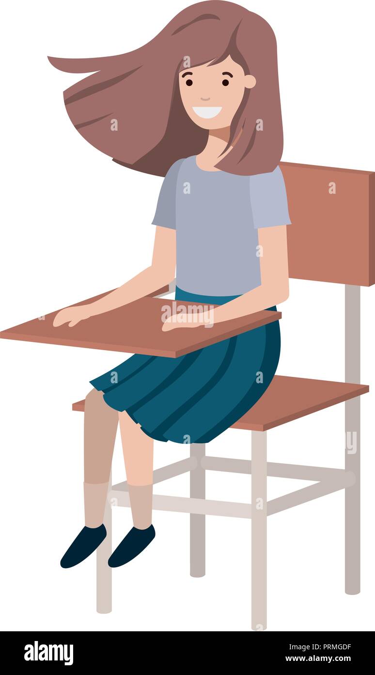young student girl sitting in school chair Stock Vector Image & Art - Alamy