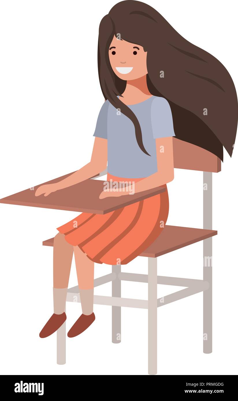 young student girl sitting in school chair Stock Vector Image & Art - Alamy
