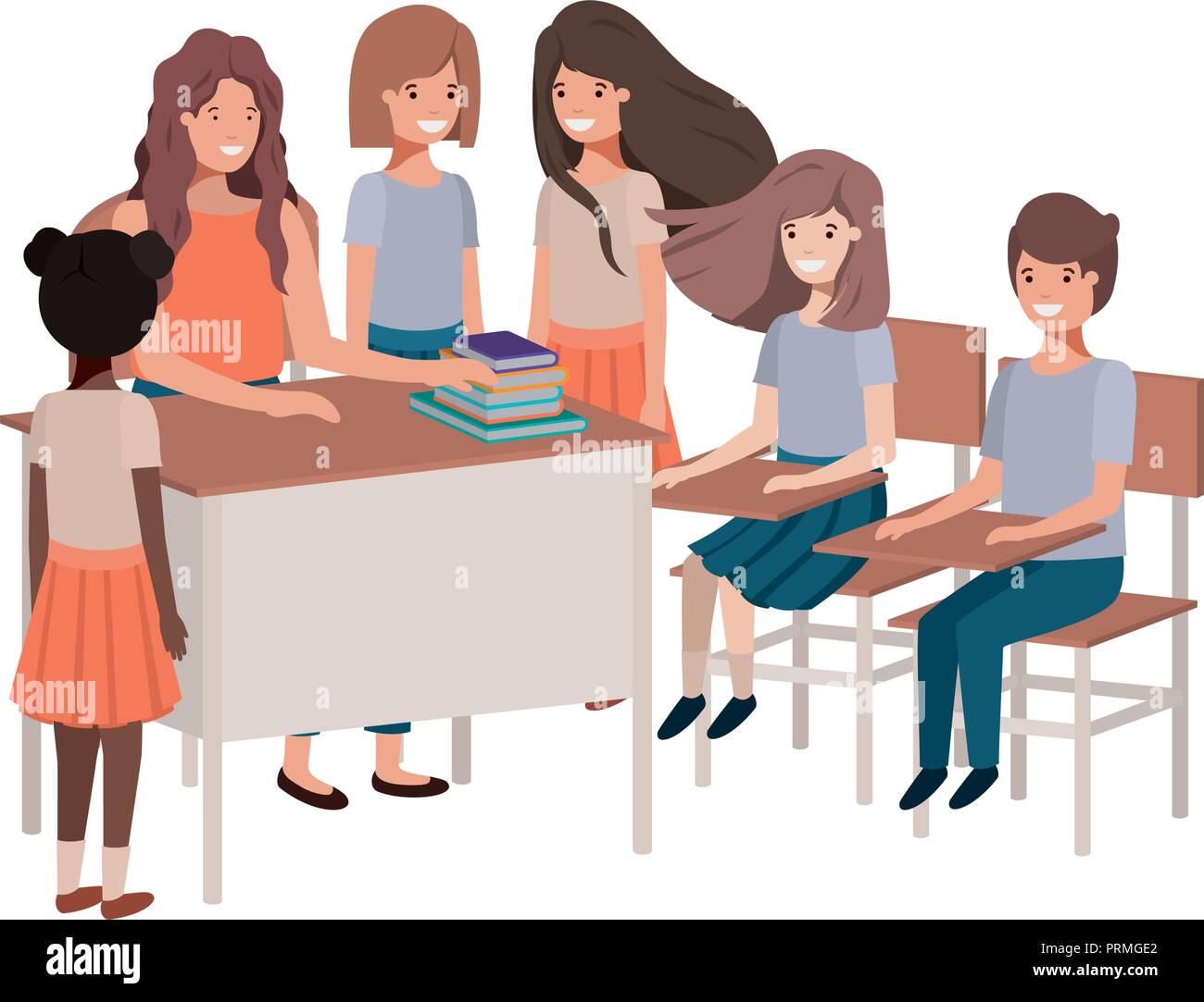 female teacher in the classroom with students Stock Vector Image & Art ...
