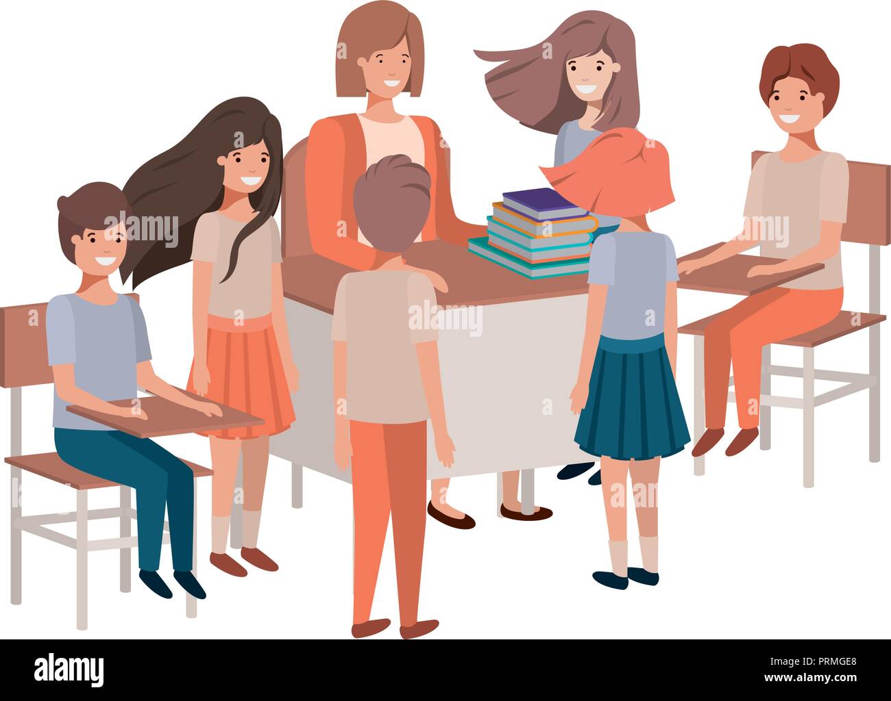 female teacher in the classroom with students Stock Vector Image & Art ...