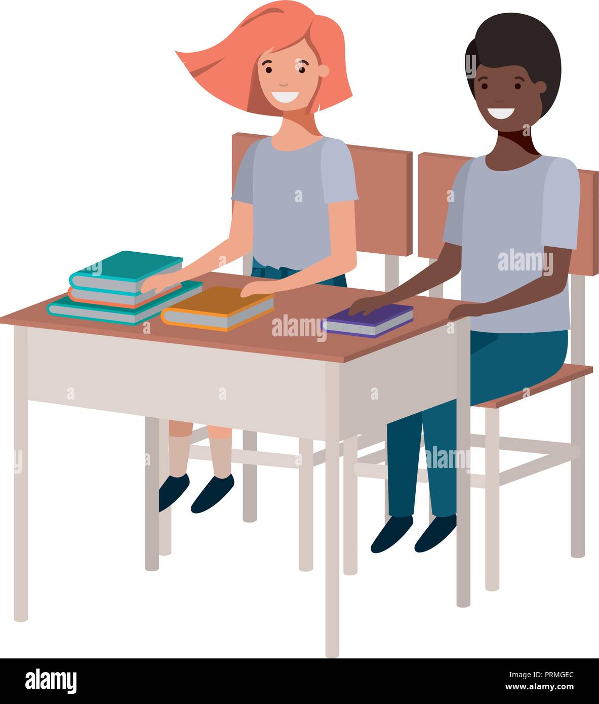 young students sitting in school desk Stock Vector Image & Art - Alamy