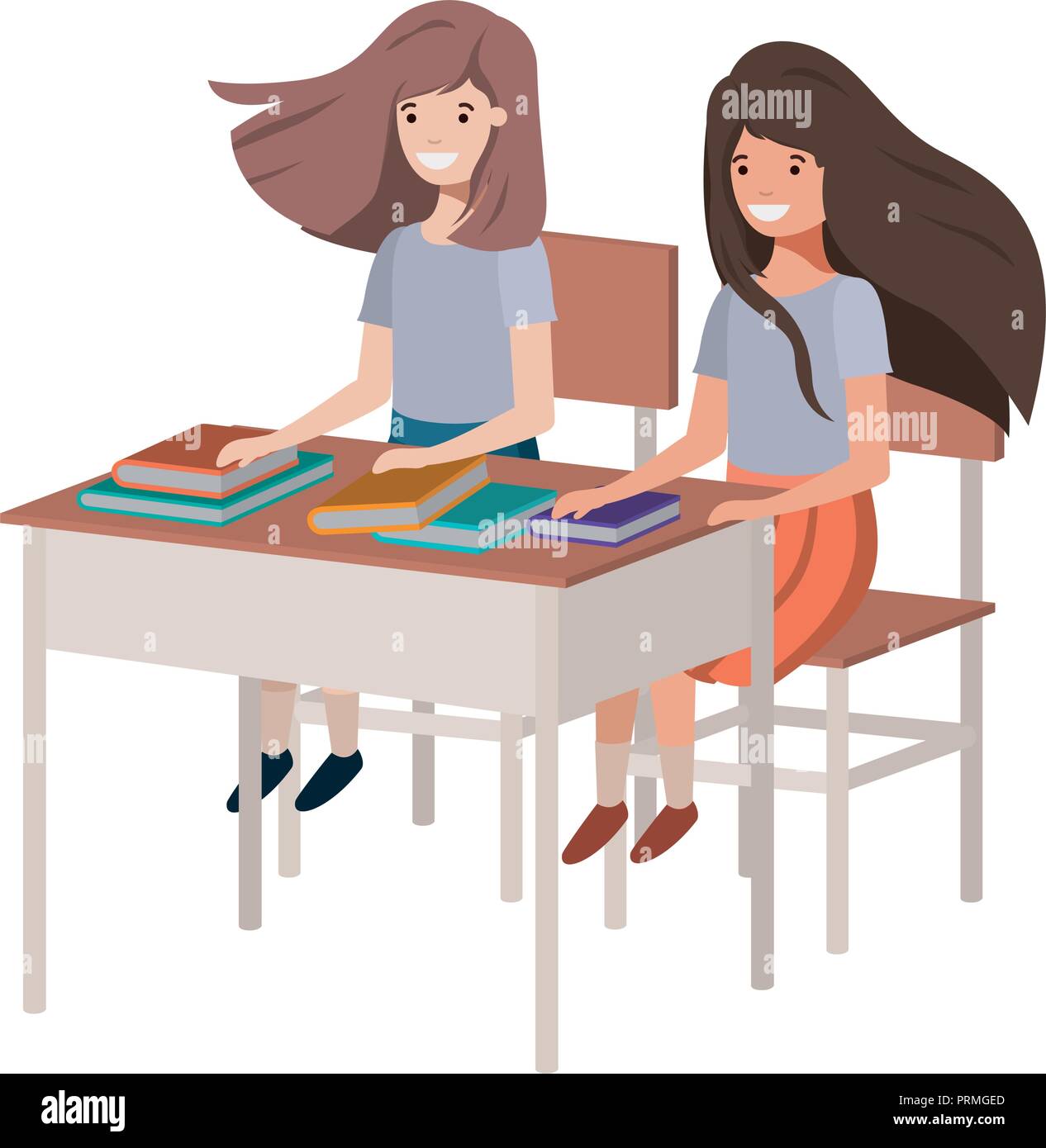 Teenage girls in school Stock Vector Images - Alamy