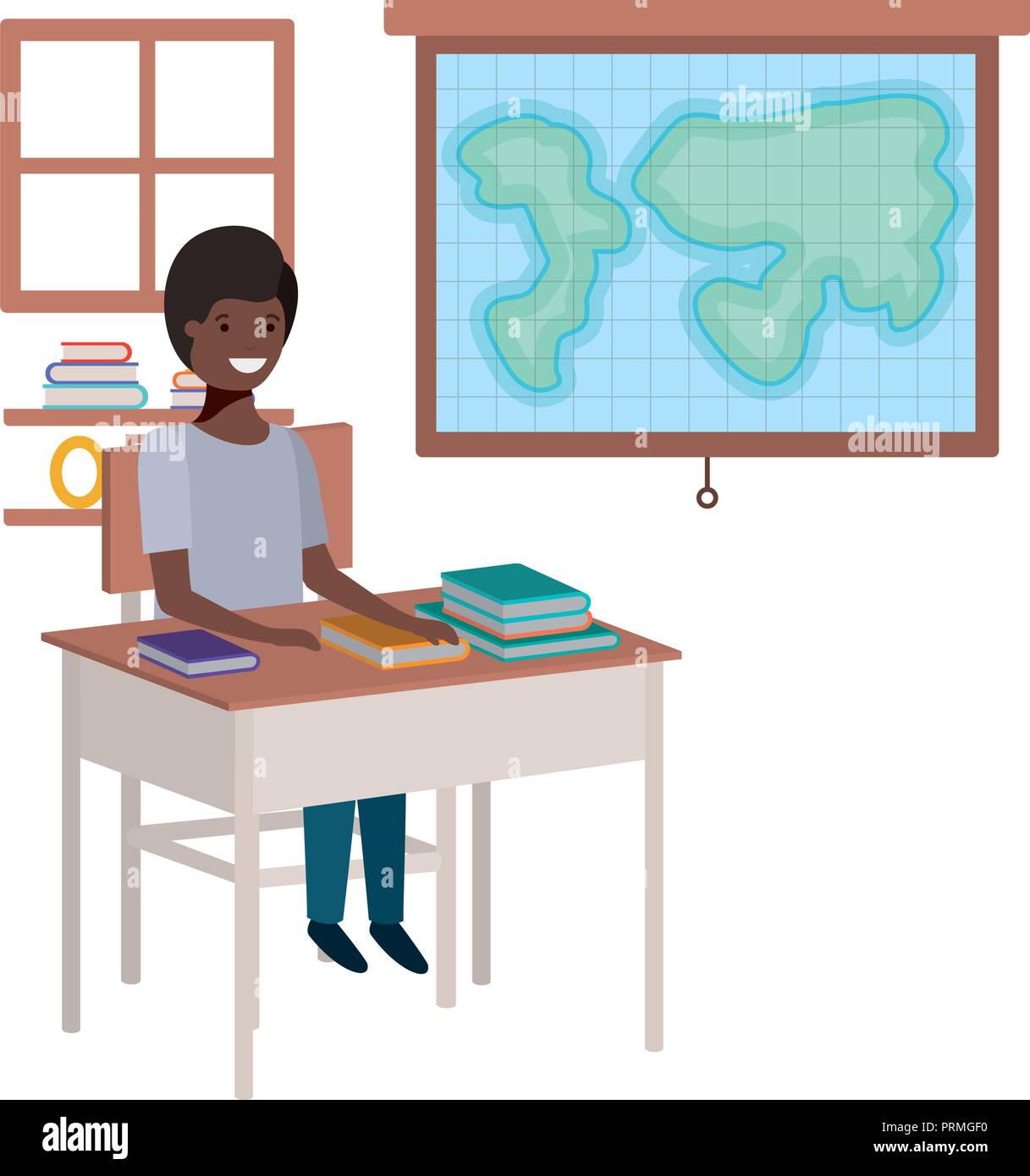 young student black boy in geography classroom Stock Vector Image & Art ...