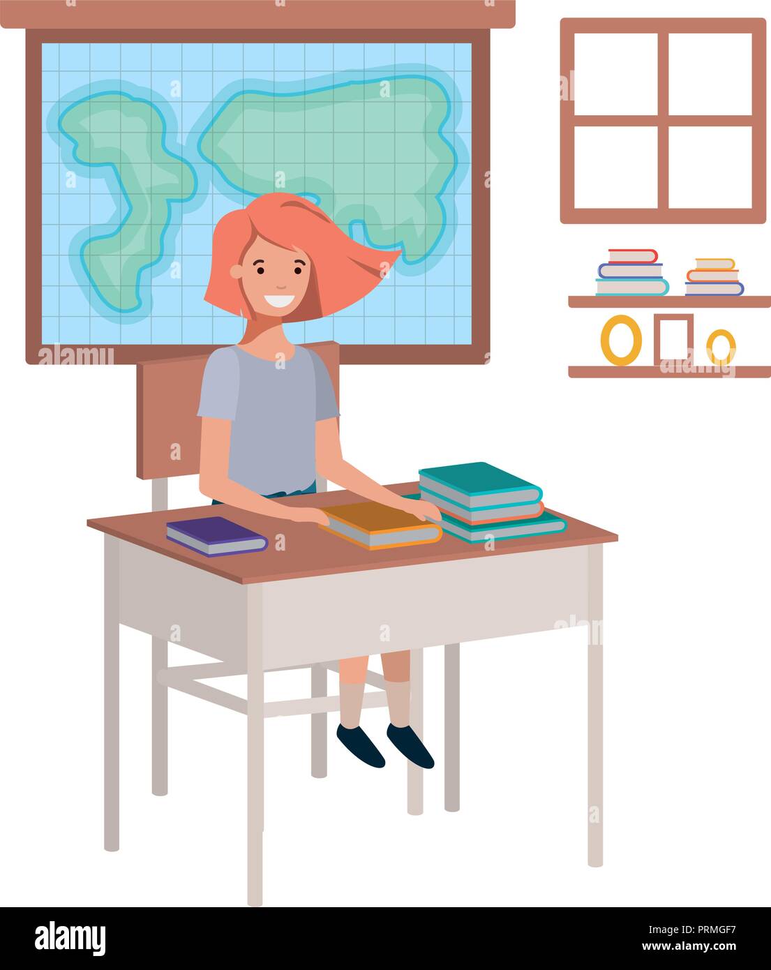 young student girl in geography classroom Stock Vector Image & Art - Alamy