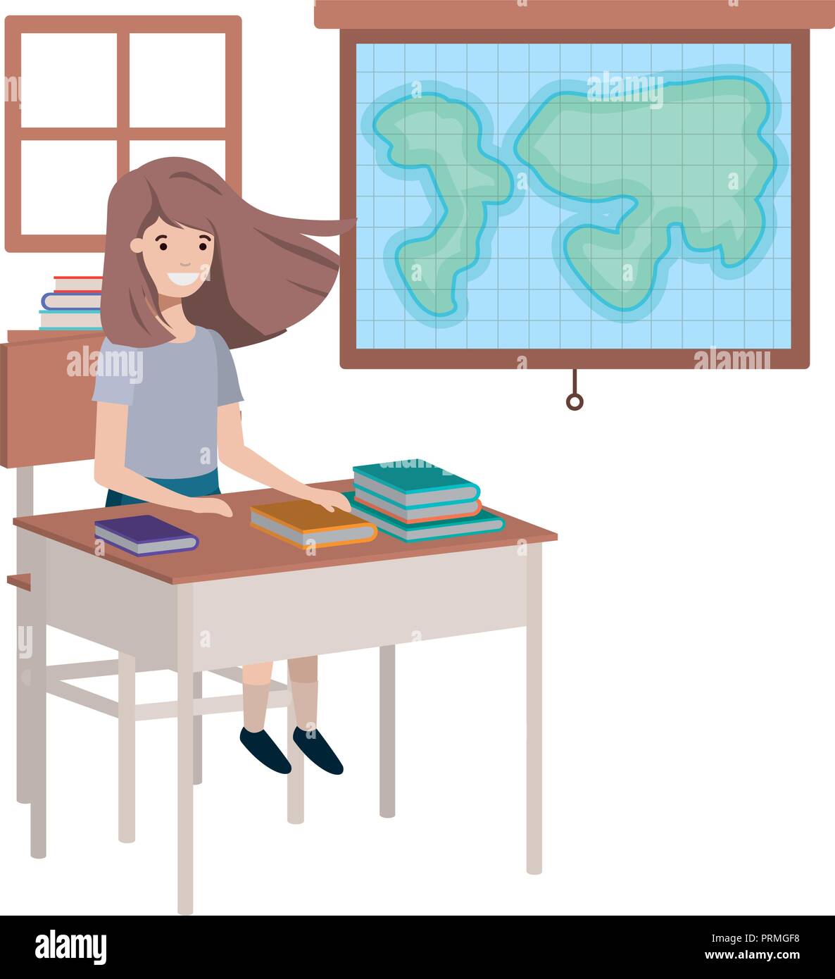 young student girl in geography classroom Stock Vector Image & Art - Alamy