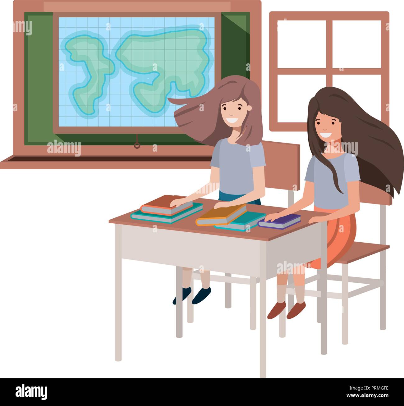 young student girls in geography classroom Stock Vector Image & Art - Alamy