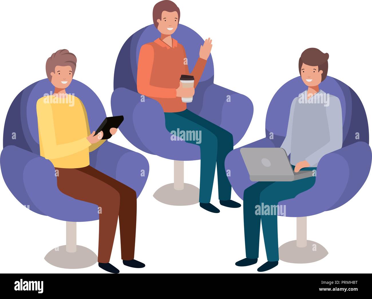 group of men using technology devices Stock Vector Image & Art - Alamy