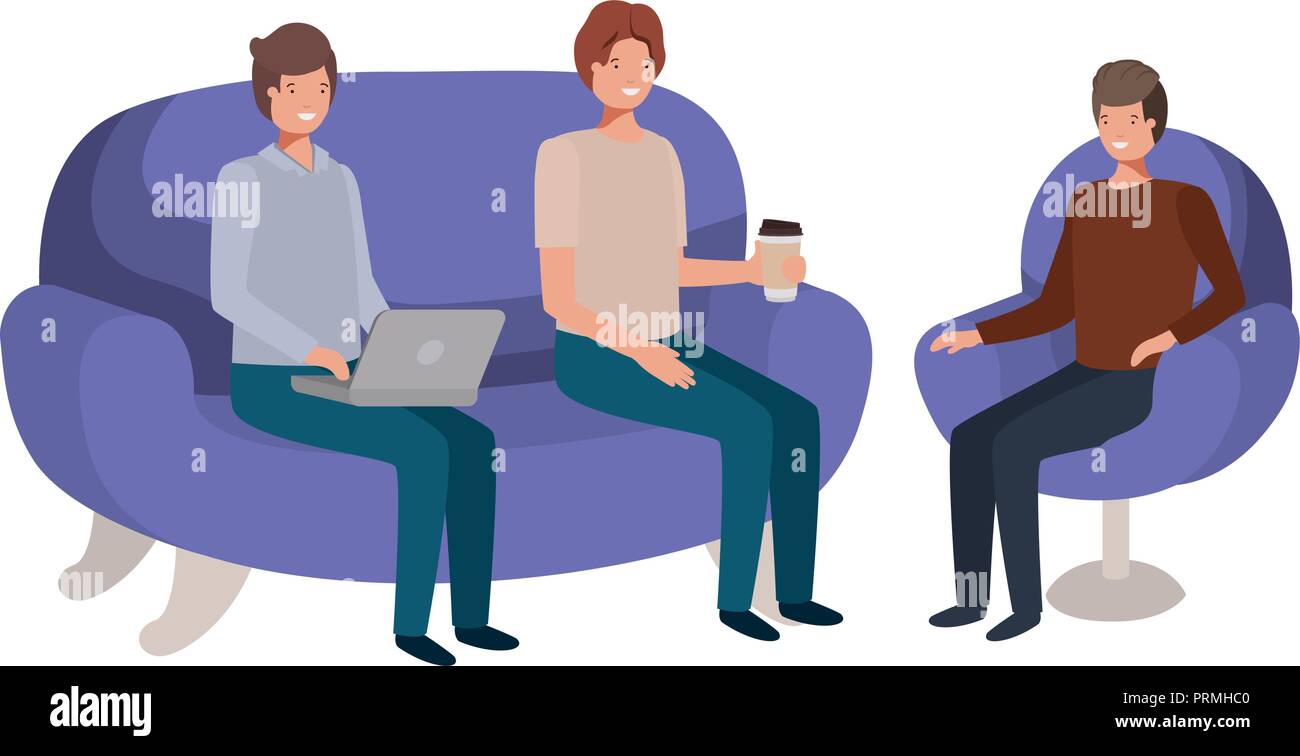 Group men seated Stock Vector Images - Alamy