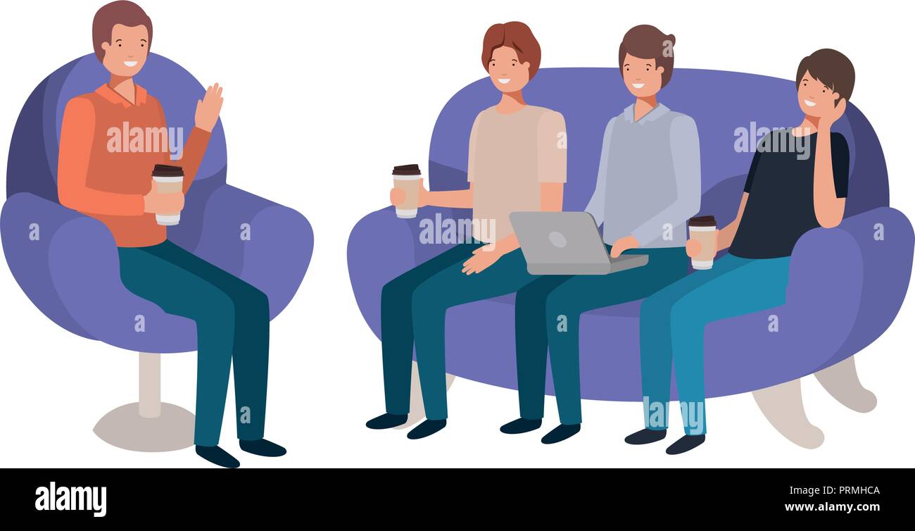 Men laptop sofa Stock Vector Images - Alamy